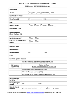 Fillable Online med navy APPLICATION FOR DOEHRS-IH TRAINING COURSE ...