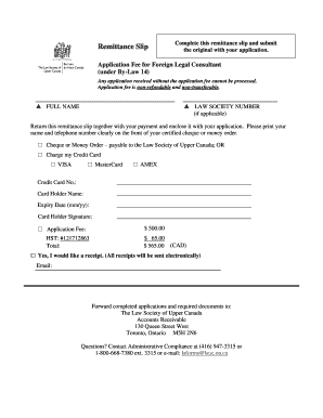 Fillable Online lsuc on FLC Application Fee Remittance Form (pdf) - The Law Society of ...