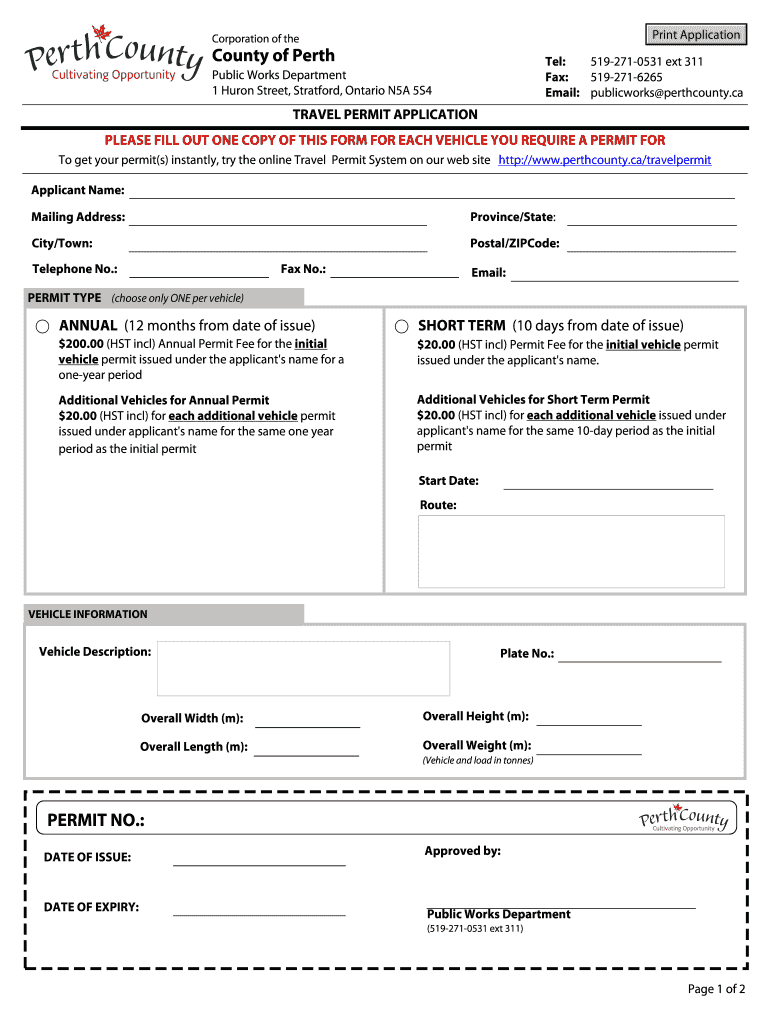 Fillable Online TRAVEL PERMIT APPLICATION Fax Email Print - pdfFiller