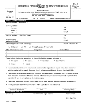 Fillable Online Chemical Weapons Convention Registration Form ...