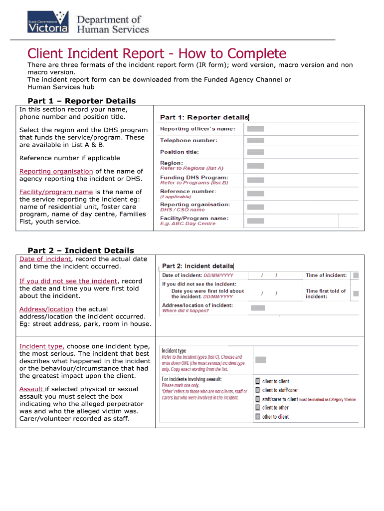 Fillable Online Client Incident Report Fax Email Print - pdfFiller