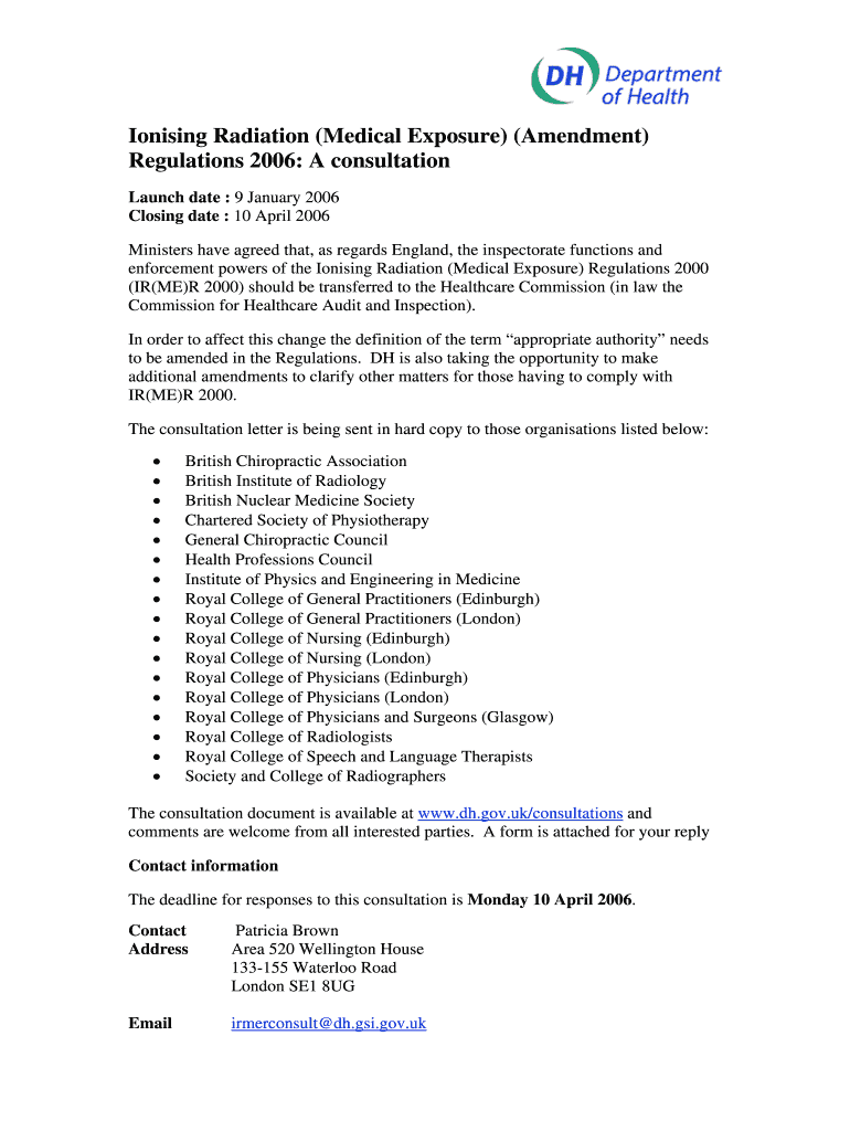 Fillable Online Ionising Radiation (Medical Exposure) (Amendment ...