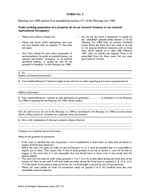 Fillable Online Notice seeking possession of a property let on an ...
