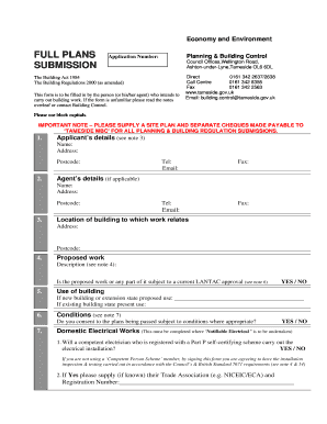 Fillable Online tameside gov Full plan application submission ...