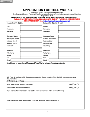 Fillable Online Tree Works Form - ePlanning Scotland Fax Email Print ...