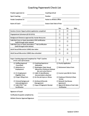 Fillable Online discnw Coaching Paperwork Check List Position approved ...