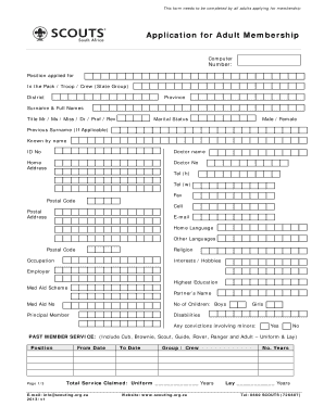Fillable Online 1stblaauwberg co Sasa-AA Adult Application Form since ...