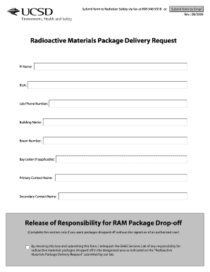 Fillable Online www-ehs ucsd Radioactive Materials Package Delivery ...