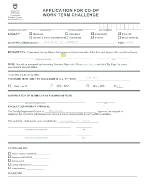 Fillable Online uvic Work term challenge application form - University ...