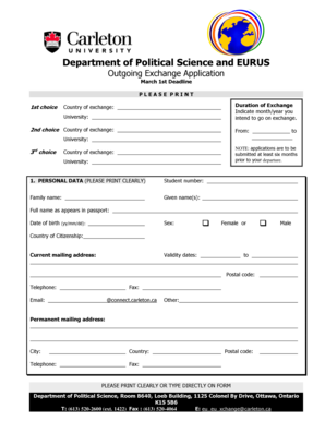 Fillable Online www1 carleton International Student Services Office - Carleton University - www1 ...