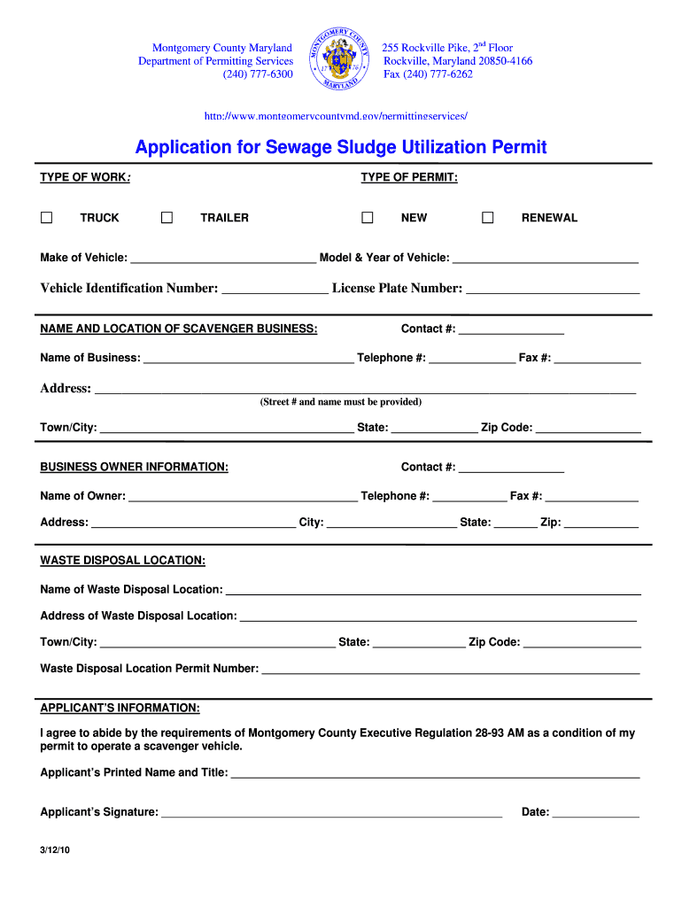 Fillable Online Application for Sewage Sludge Utilization Permit Fax ...