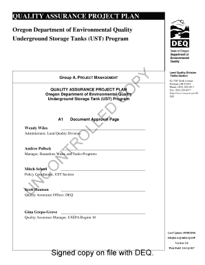 Fillable Online deq state or UST/HOT Quality Assurance Project Plan ...