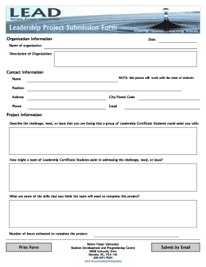 Fillable Online sfu Leadership Project Submission Form - Simon Fraser ...