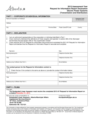 Fillable Online municipalaffairs alberta RFI Report Declaration Form - Municipal Affairs ...