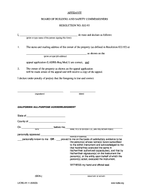 Fillable Online netinfo ladbs AFFIDAVIT BOARD OF BUILDING AND SAFETY ...
