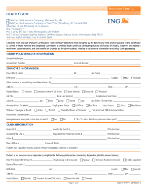 Fillable Online Claim form and ING Personal Transition Account ...