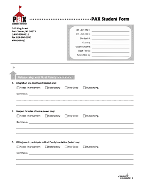 Fillable Online forms pax PAX Student Form - forms pax Fax Email Print ...