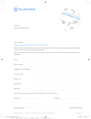 Fillable Online Change of account details for salary payment Fax Email ...