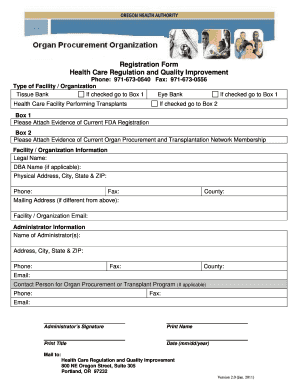 Fillable Online public health oregon Registration Form Health Care ...