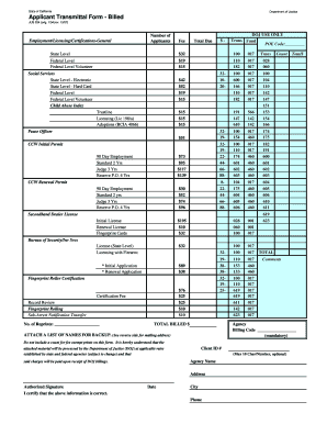 California DOJ Applicant Transmittal Form - Blank Fillable Template ...