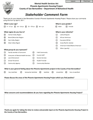 Fillable Online sbcounty Stakeholder Comment Form - San Bernardino ...