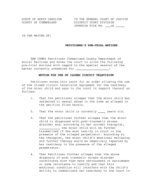 Fillable Online sog unc Form Child Witness Pre-Trial Motions Fax Email ...