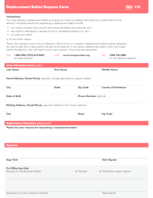 Fillable Online oregonvotes SEL 112 Replacement Ballot Request Form ...
