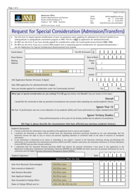 Fillable Online Request for Special Consideration (Admission/Transfers ...