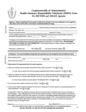 Fillable Online Health Insurance Responsibility Disclosure (HIRD) Form ...