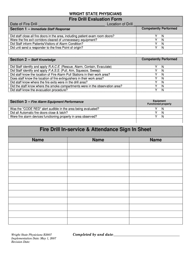 Free Printable Fire Drill Log Template