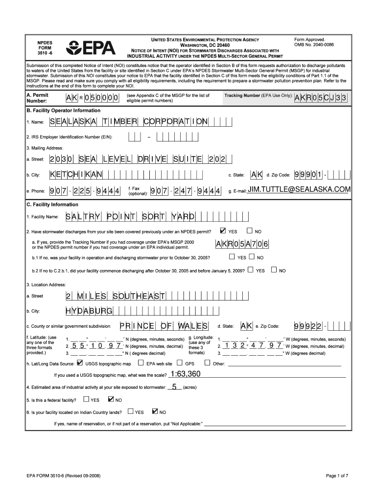 Fillable Online Notice of Intent (NOI) for Stormwater Discharges ...