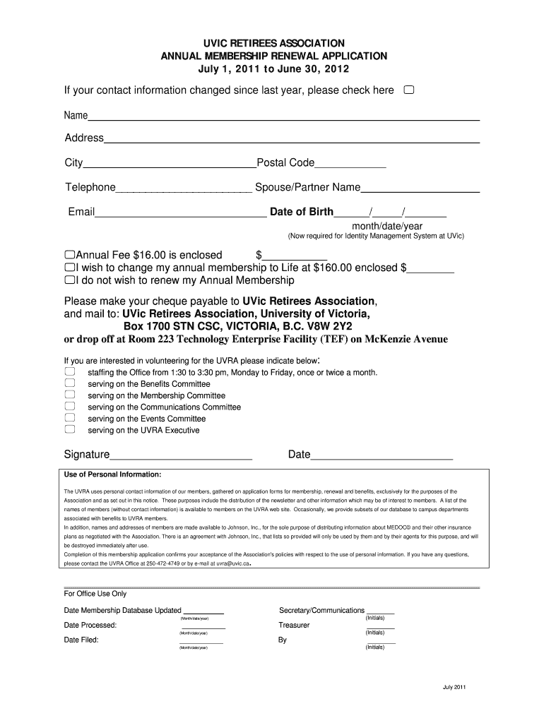 Fillable Online Annual Membership Renewal Application Fax Email Print - pdfFiller