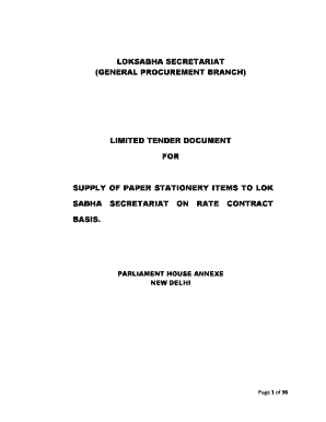 Fillable Online 164 100 47 Limited Tender for Procurement of Paper ...