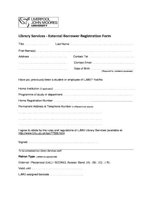 Fillable Online Library Services - External Borrower Registration Form ...