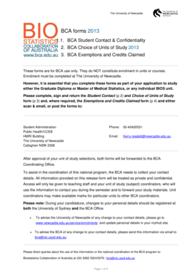 Fillable Online newcastle edu BCA Contact and Unit Nomination Form ...