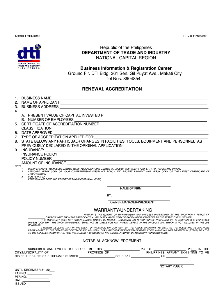 Dti Renewal Online Fill Online Printable Fillable Blank PdfFiller