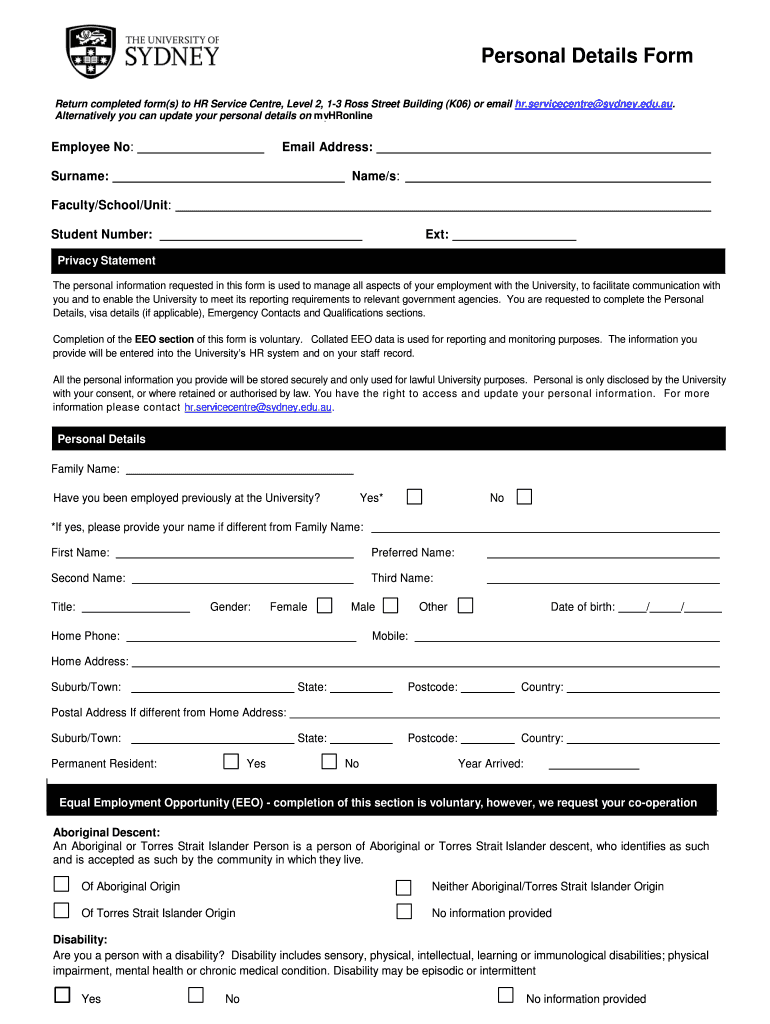 Fillable Online Personal Details Form Fax Email Print - pdfFiller