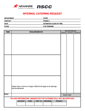 Fillable Online NSCC Internal Catering Request Form Fax Email Print ...