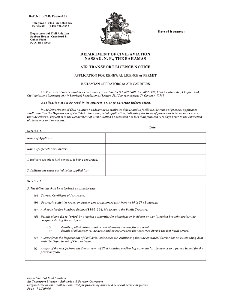 Fillable Online APPLICATION FOR RENEWAL LICENCE or PERMIT Fax Email ...