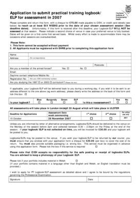 Fillable Online Application to submit practical training logbook/ ELP ...