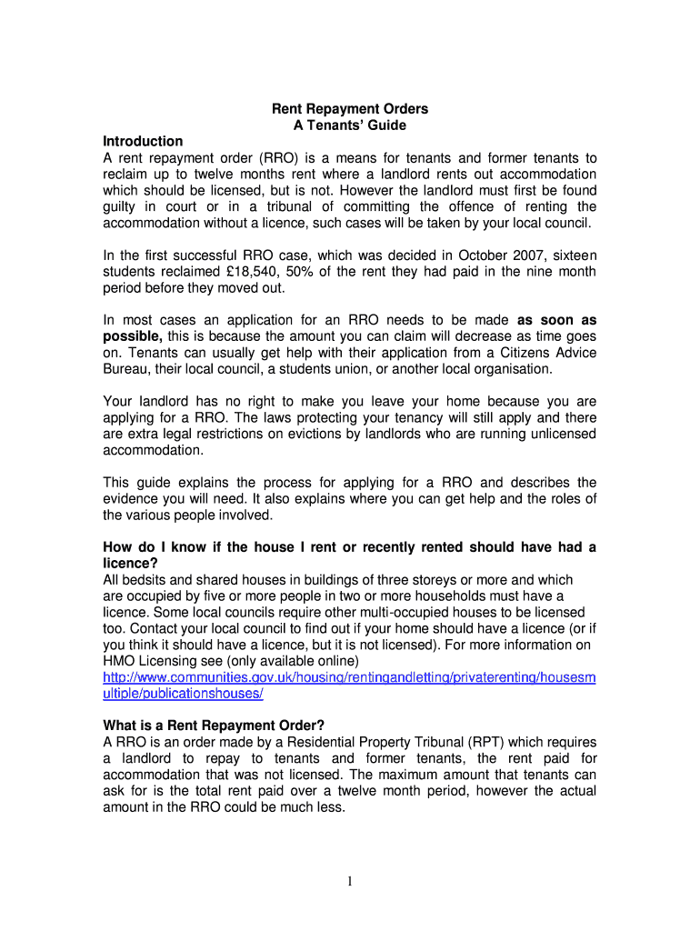 Fillable Online Rent Repayment Orders Fax Email Print - pdfFiller