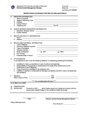 Fillable Online emb gov Importation Clearance Form Recyclable - Emb ...