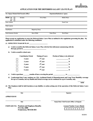Fillable Online www2 gnb Deferred Salary Leave Program Application Form Fax Email Print - pdfFiller
