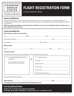 Fillable Online umabroad umn FLIGHT REGISTRATION FORM - Learning Abroad ...