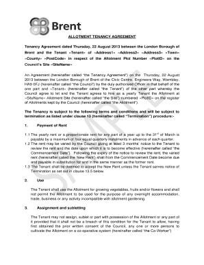 Fillable Online brent gov ALLOTMENT TENANCY AGREEMENT Fax Email Print ...