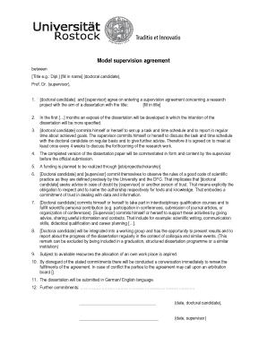 Fillable Online Model supervision agreement Fax Email Print - pdfFiller