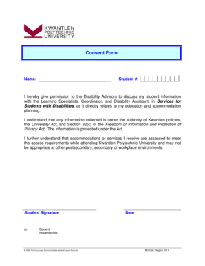 Fillable Online Consent Form - Kwantlen Polytechnic University Fax ...