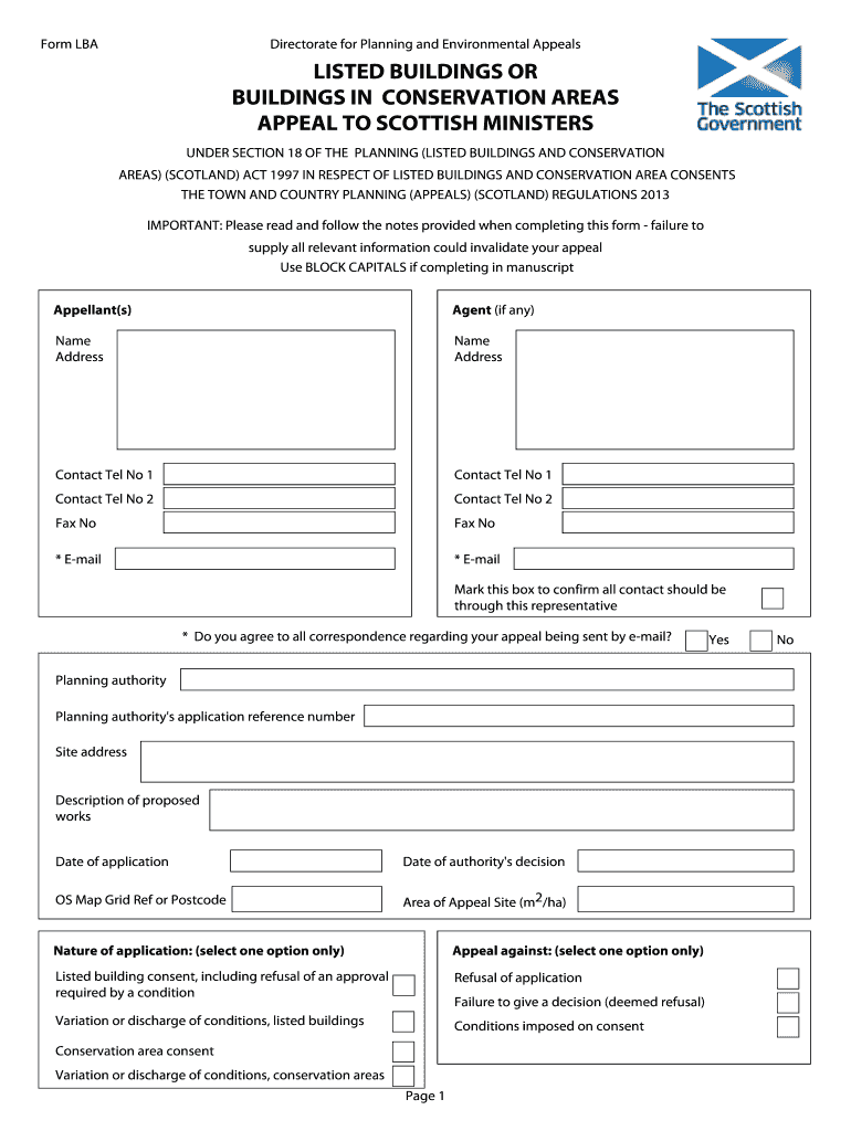 Fillable Online Appeal to Scottish Ministers Under Section 18 of the ...