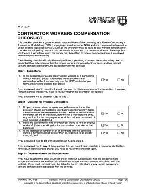 Fillable Online staff uow edu CONTRACTOR WORKERS COMPENSATION Fax Email ...