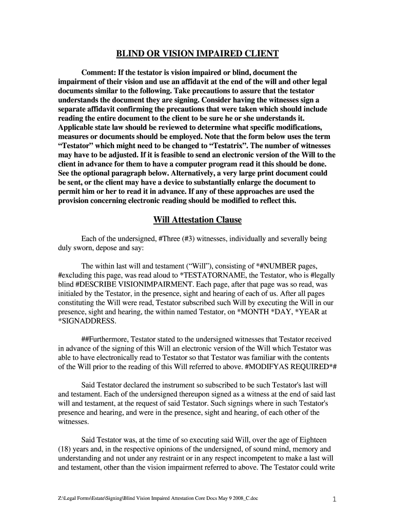 Fillable Online Blind or Vision Impaired Client Document Fax Email ...